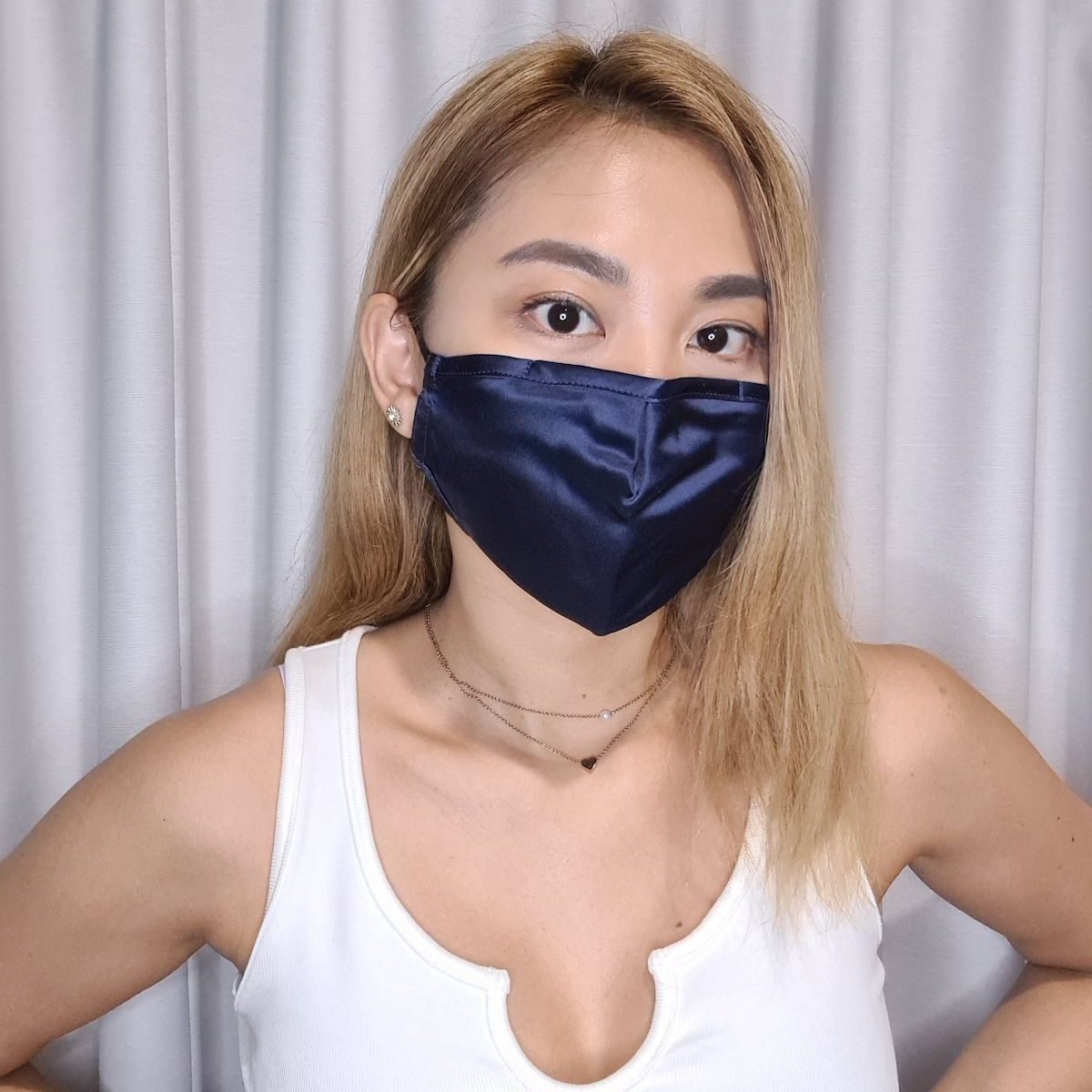 2 Layer Luxe Mulberry Silk Face Mask - Ash | June Silk
