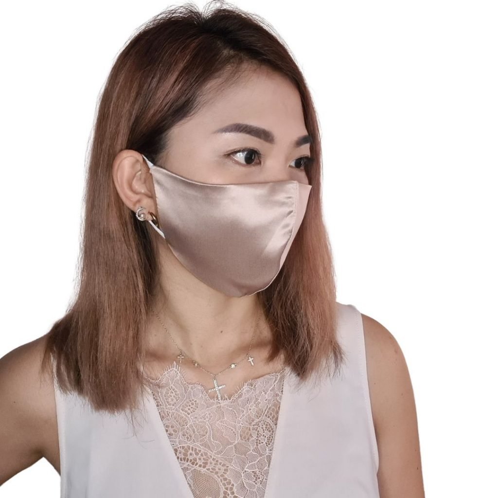2 Layer Luxe Mulberry Silk Face Mask - Caramel | June Silk