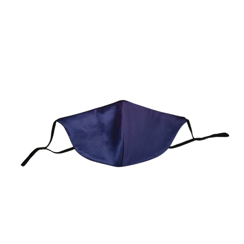 2 Layer Luxe Mulberry Silk Face Mask - Navy | June Silk